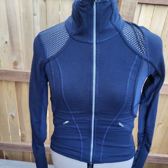 Zella | Jackets & Coats | Zella Womens Navy Blue Zip Front Jacket ...